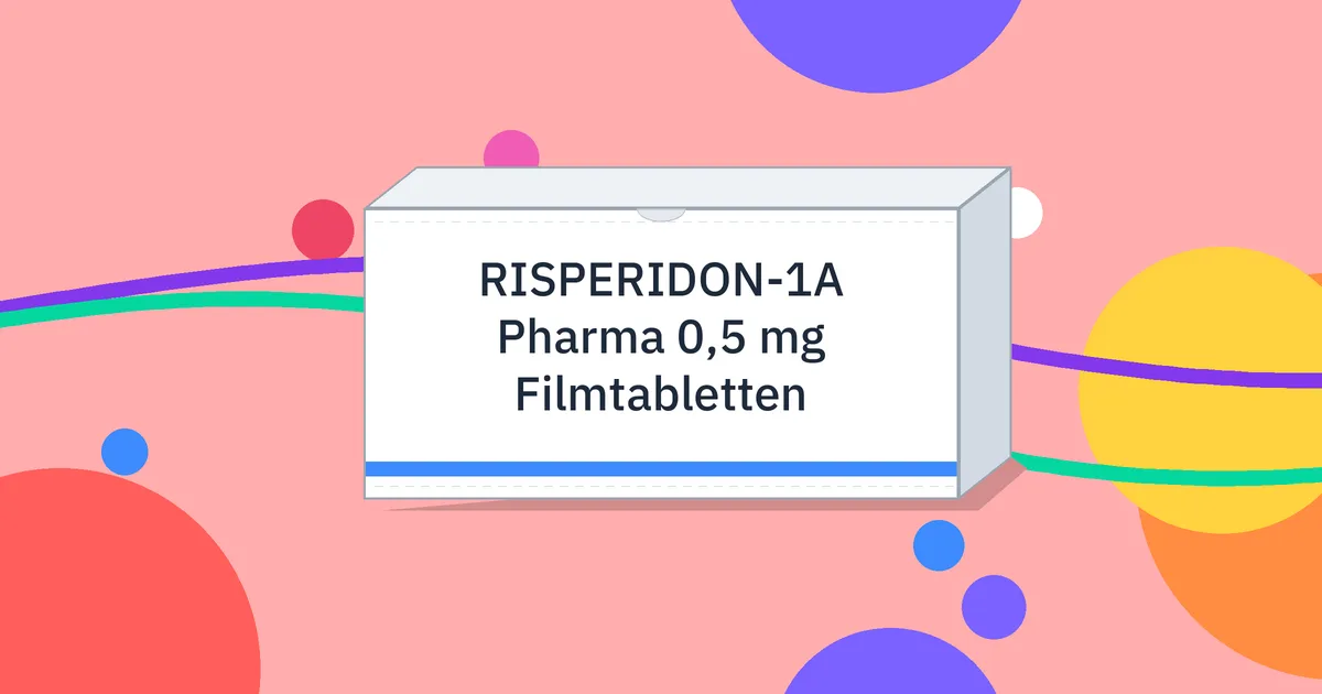 Symbolbild: Packung mit der Aufschrift RISPERIDON-1A Pharma 0,5 mg Filmtabletten (PZN 05992532) – Verfügbarkeit und Bezug in Apotheken in Frankfurt am Main