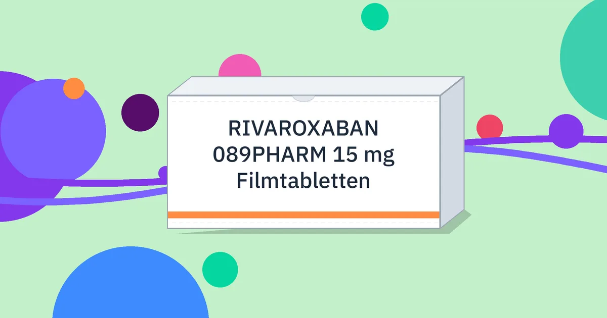 Symbolbild: Packung mit der Aufschrift RIVAROXABAN 089PHARM 15 mg Filmtabletten (PZN 18793076) – Verfügbarkeit und Bezug in Apotheken in Frankfurt am Main