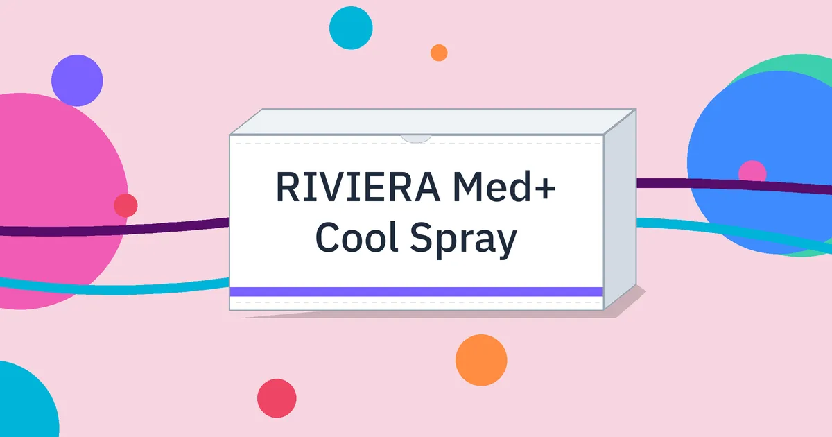 Symbolbild: Packung mit der Aufschrift RIVIERA Med+ Cool Spray (PZN 15865651) – Verfügbarkeit und Bezug in Apotheken in Frankfurt am Main
