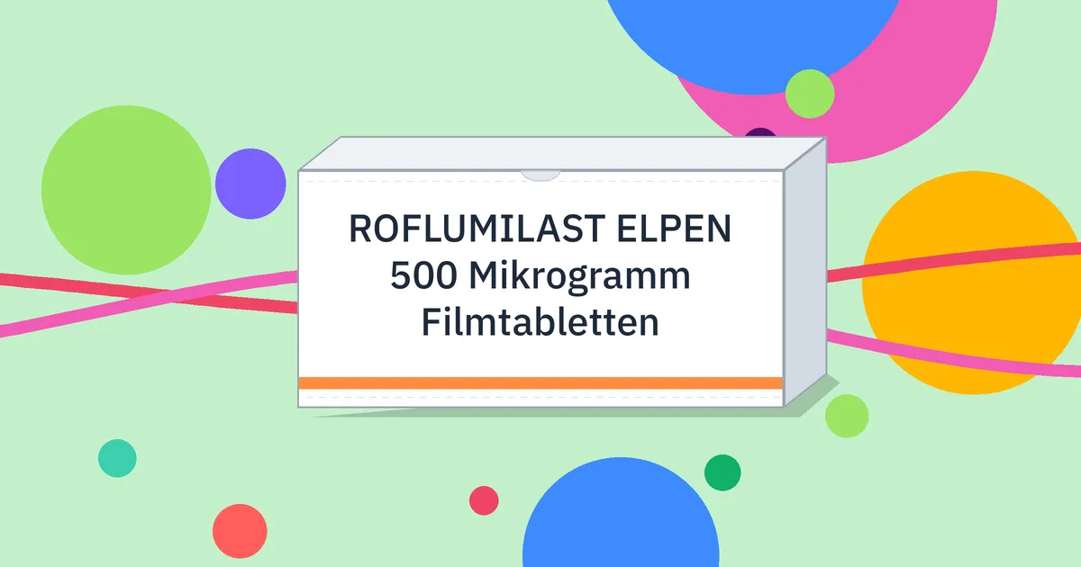 Symbolbild: Packung mit der Aufschrift ROFLUMILAST ELPEN 500 Mikrogramm Filmtabletten (PZN 17162853) – Verfügbarkeit und Bezug in Apotheken in Frankfurt am Main