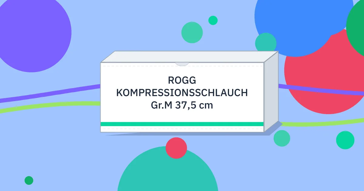 Symbolbild: Packung mit der Aufschrift ROGG KOMPRESSIONSSCHLAUCH Gr.M 37,5 cm (PZN 05963329) – Verfügbarkeit und Bezug in Apotheken in Frankfurt am Main