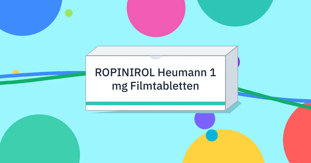 Symbolbild: Packung mit der Aufschrift ROPINIROL Heumann 1 mg Filmtabletten (PZN 03761567) – Verfügbarkeit und Bezug in Apotheken in Frankfurt am Main