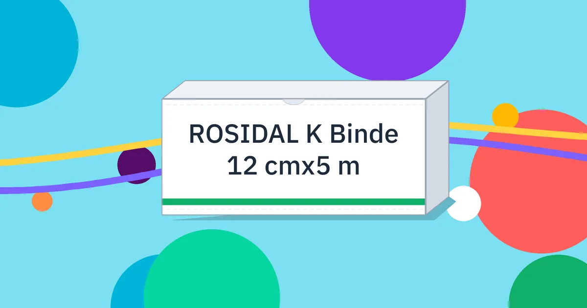 Symbolbild: Packung mit der Aufschrift ROSIDAL K Binde 12 cmx5 m (PZN 16123590) – Verfügbarkeit und Bezug in Apotheken in Frankfurt am Main