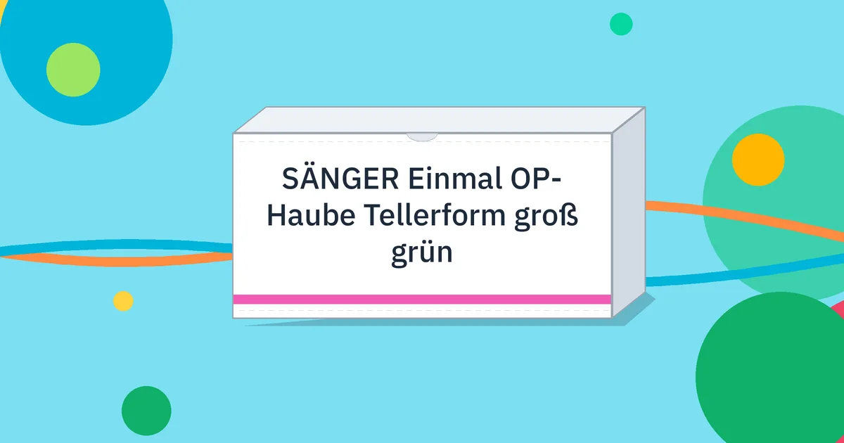 Symbolbild: Packung mit der Aufschrift SÄNGER Einmal OP-Haube Tellerform groß grün (PZN 02190424) – Verfügbarkeit und Bezug in Apotheken in Frankfurt am Main