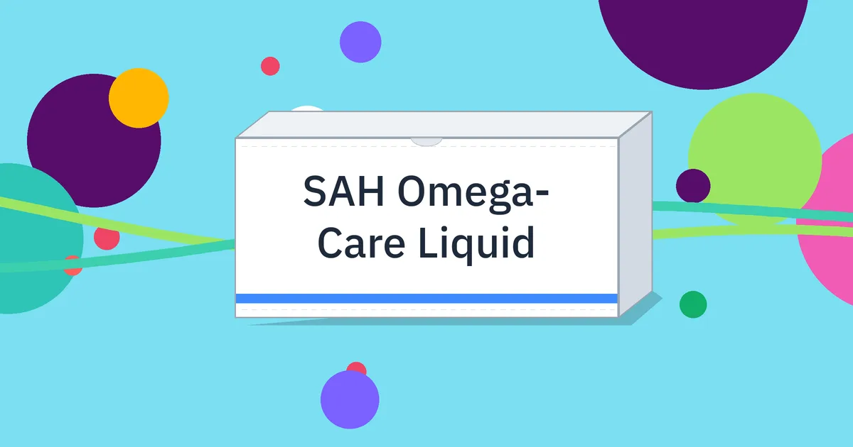 Symbolbild: Packung mit der Aufschrift SAH Omega-Care Liquid (PZN 18648285) – Verfügbarkeit und Bezug in Apotheken in Frankfurt am Main