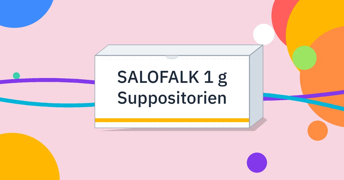 Symbolbild: Packung mit der Aufschrift SALOFALK 1 g Suppositorien (PZN 13650343) – Verfügbarkeit und Bezug in Apotheken in Frankfurt am Main