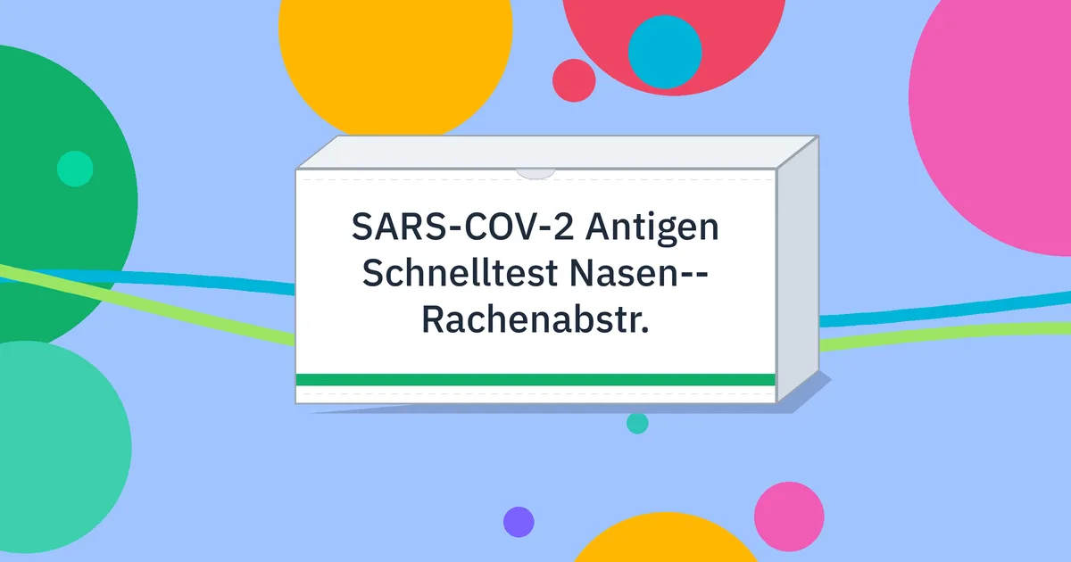 Symbolbild: Packung mit der Aufschrift SARS-COV-2 Antigen Schnelltest Nasen--Rachenabstr. (PZN 16883160) – Verfügbarkeit und Bezug in Apotheken in Frankfurt am Main