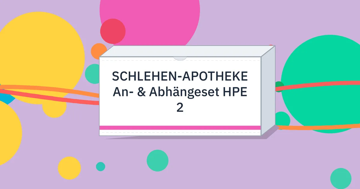 Symbolbild: Packung mit der Aufschrift SCHLEHEN-APOTHEKE An- & Abhängeset HPE 2 (PZN 16229331) – Verfügbarkeit und Bezug in Apotheken in Frankfurt am Main