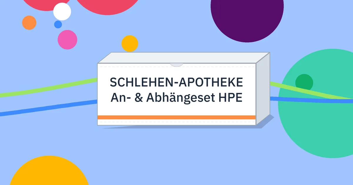 Symbolbild: Packung mit der Aufschrift SCHLEHEN-APOTHEKE An- & Abhängeset HPE (PZN 16229348) – Verfügbarkeit und Bezug in Apotheken in Frankfurt am Main