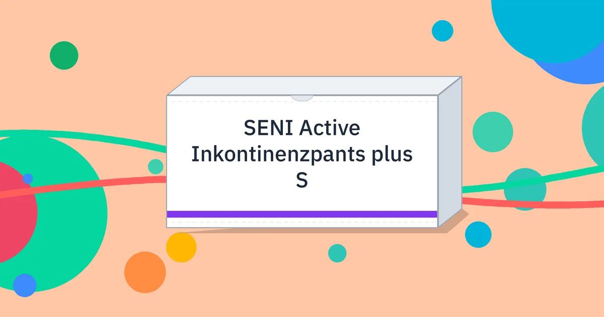 Symbolbild: Packung mit der Aufschrift SENI Active Inkontinenzpants plus S (PZN 07227379) – Verfügbarkeit und Bezug in Apotheken in Frankfurt am Main