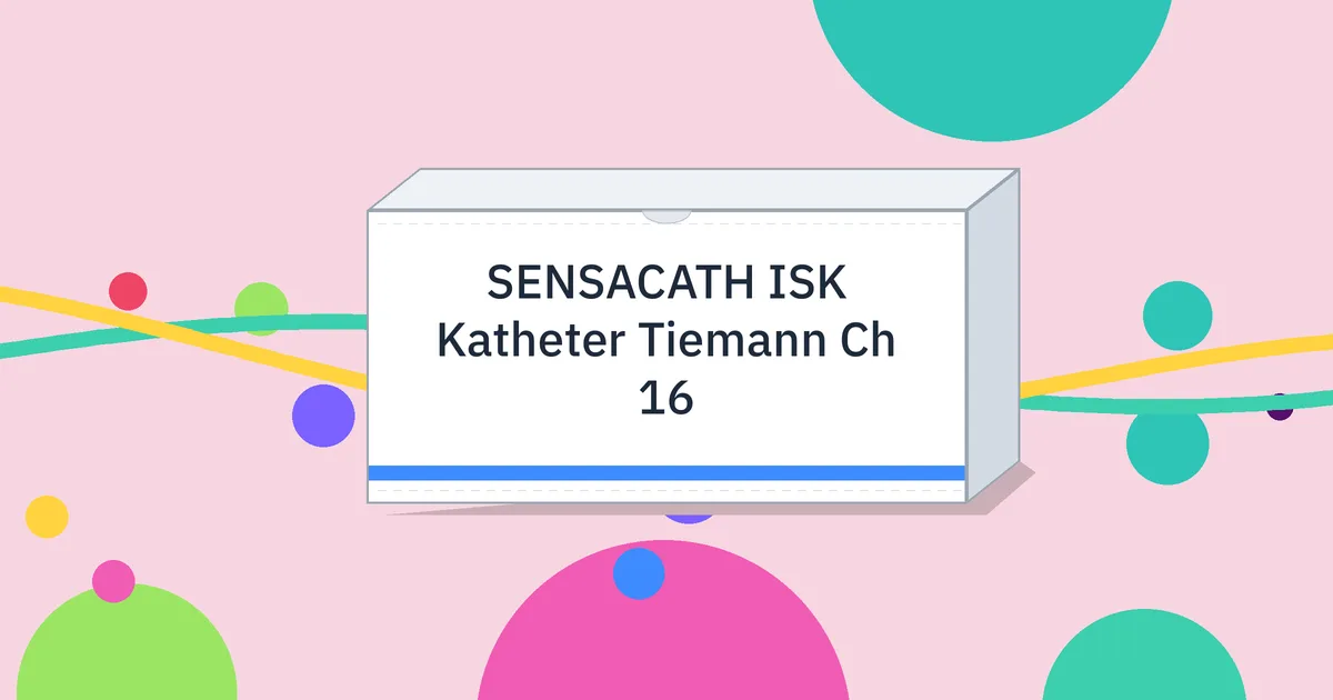 Symbolbild: Packung mit der Aufschrift SENSACATH ISK Katheter Tiemann Ch 16 (PZN 19855922) – Verfügbarkeit und Bezug in Apotheken in Frankfurt am Main