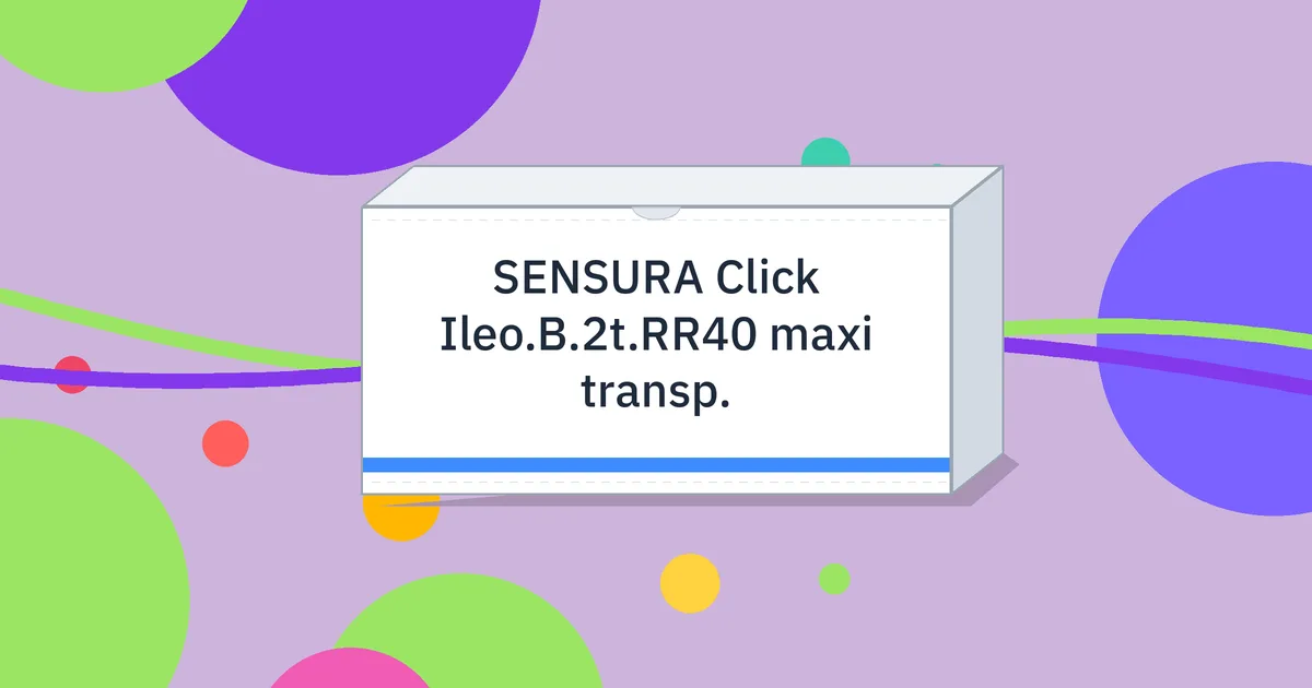Symbolbild: Packung mit der Aufschrift SENSURA Click Ileo.B.2t.RR40 maxi transp. (PZN 03107543) – Verfügbarkeit und Bezug in Apotheken in Frankfurt am Main