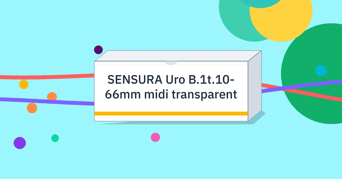 Symbolbild: Packung mit der Aufschrift SENSURA Uro B.1t.10-66mm midi transparent (PZN 03121632) – Verfügbarkeit und Bezug in Apotheken in Frankfurt am Main