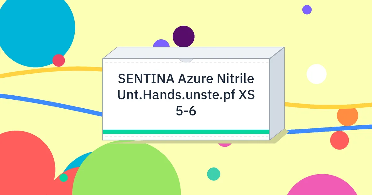 Symbolbild: Packung mit der Aufschrift SENTINA Azure Nitrile Unt.Hands.unste.pf XS 5-6 (PZN 17841488) – Verfügbarkeit und Bezug in Apotheken in Frankfurt am Main