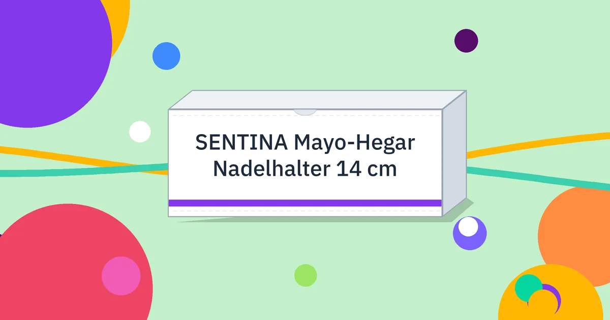 Symbolbild: Packung mit der Aufschrift SENTINA Mayo-Hegar Nadelhalter 14 cm (PZN 11592274) – Verfügbarkeit und Bezug in Apotheken in Frankfurt am Main
