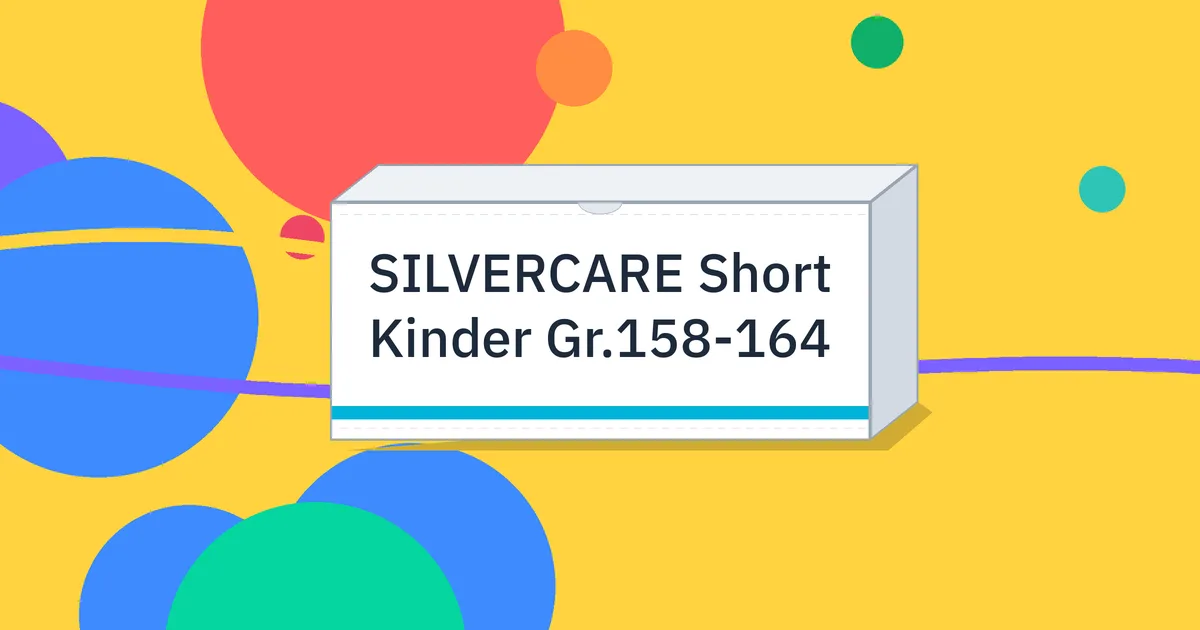 Symbolbild: Packung mit der Aufschrift SILVERCARE Short Kinder Gr.158-164 (PZN 09270787) – Verfügbarkeit und Bezug in Apotheken in Frankfurt am Main