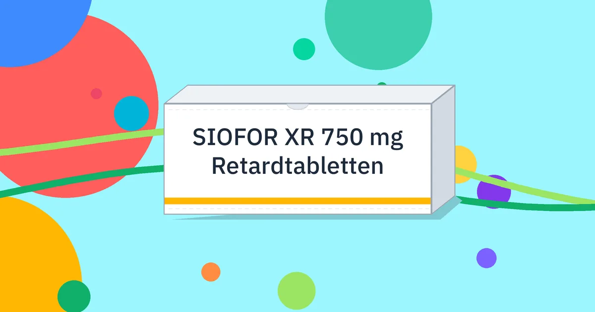 Symbolbild: Packung mit der Aufschrift SIOFOR XR 750 mg Retardtabletten (PZN 17275853) – Verfügbarkeit und Bezug in Apotheken in Frankfurt am Main