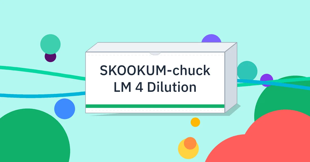 Symbolbild: Packung mit der Aufschrift SKOOKUM-chuck LM 4 Dilution (PZN 13191421) – Verfügbarkeit und Bezug in Apotheken in Frankfurt am Main