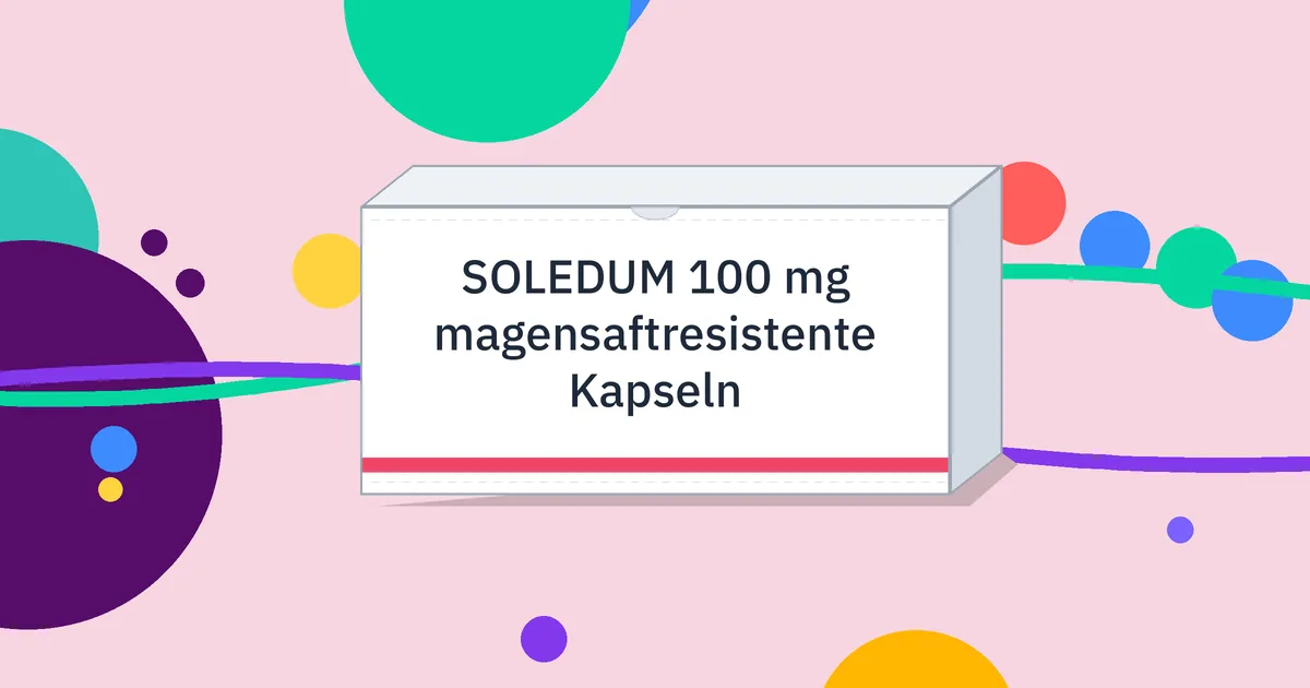 Symbolbild: Packung mit der Aufschrift SOLEDUM 100 mg magensaftresistente Kapseln (PZN 06349838) – Verfügbarkeit und Bezug in Apotheken in Frankfurt am Main