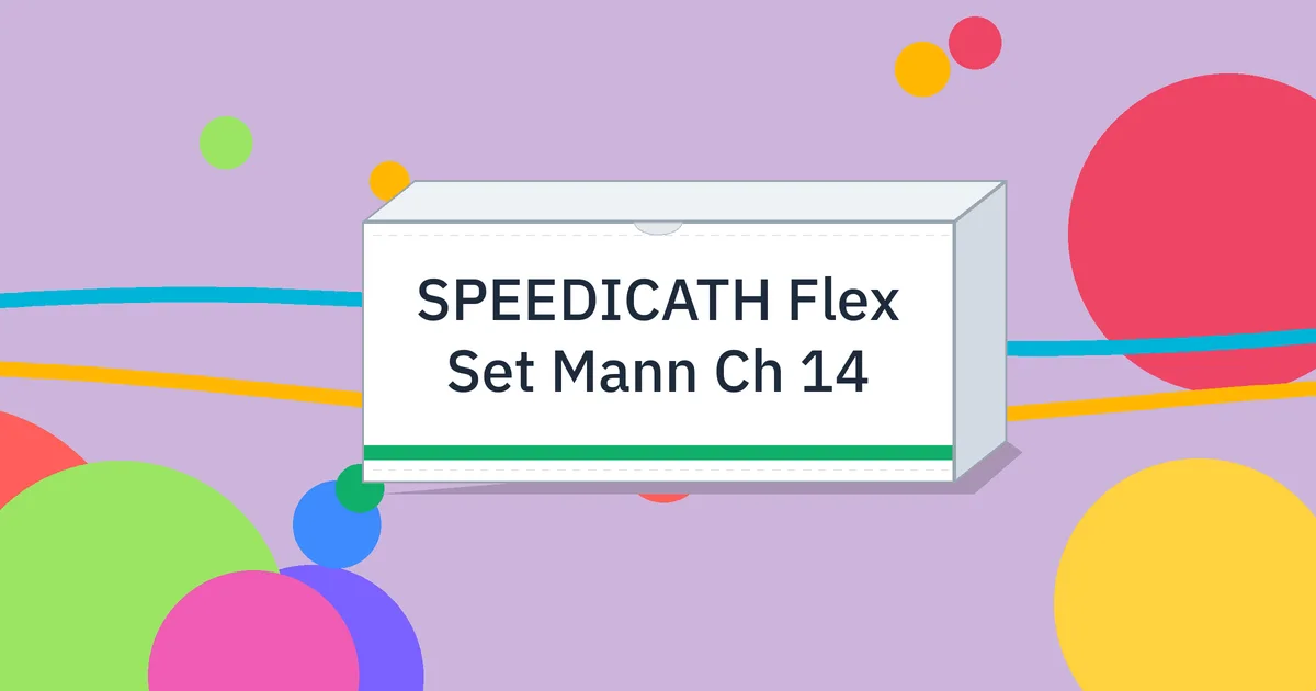 Symbolbild: Packung mit der Aufschrift SPEEDICATH Flex Set Mann Ch 14 (PZN 17616254) – Verfügbarkeit und Bezug in Apotheken in Frankfurt am Main