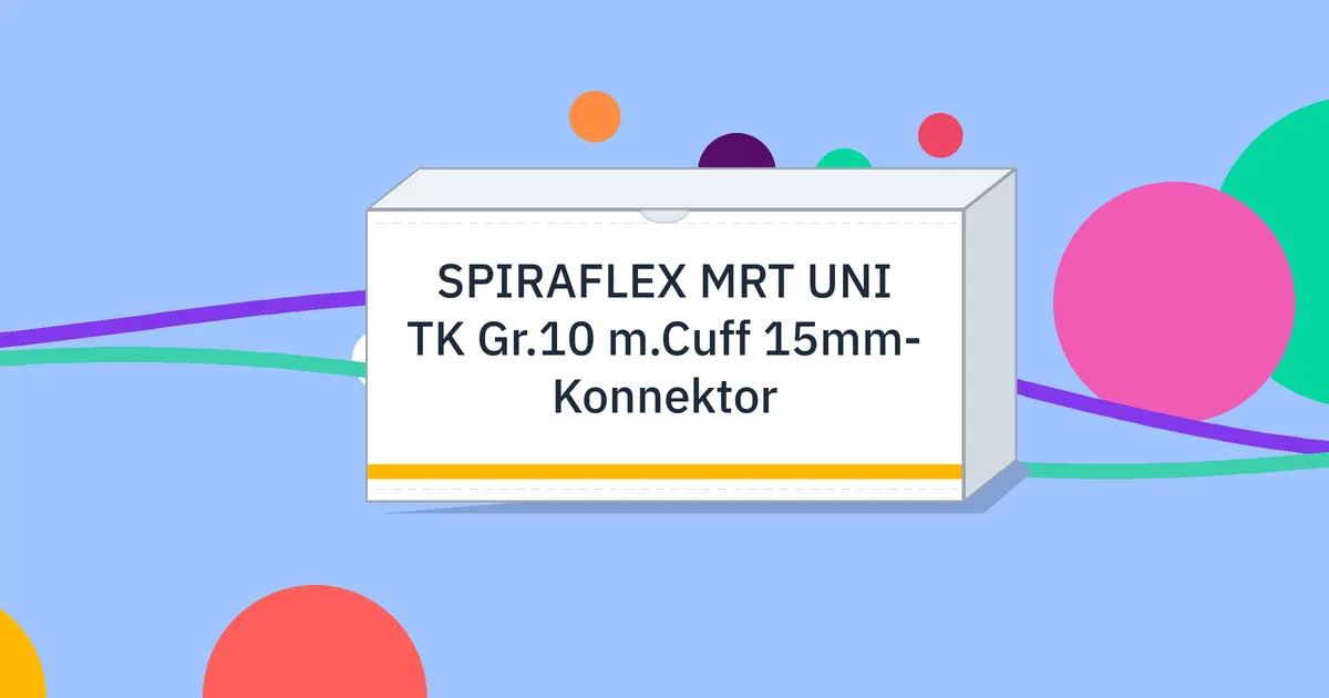 Symbolbild: Packung mit der Aufschrift SPIRAFLEX MRT UNI TK Gr.10 m.Cuff 15mm-Konnektor (PZN 12410803) – Verfügbarkeit und Bezug in Apotheken in Frankfurt am Main