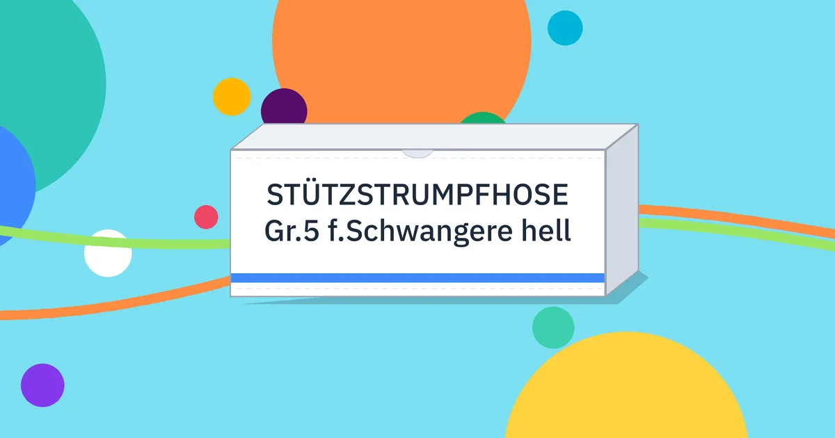 Symbolbild: Packung mit der Aufschrift STÜTZSTRUMPFHOSE Gr.5 f.Schwangere hell (PZN 01978535) – Verfügbarkeit und Bezug in Apotheken in Frankfurt am Main