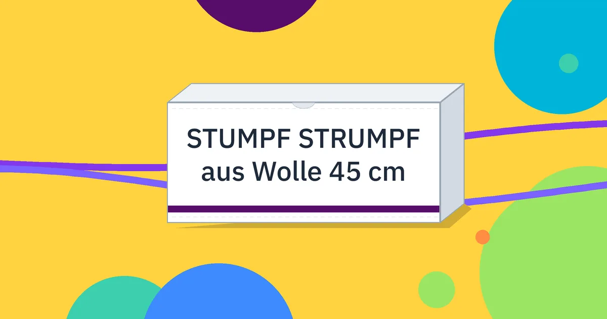 Symbolbild: Packung mit der Aufschrift STUMPF STRUMPF aus Wolle 45 cm (PZN 01738989) – Verfügbarkeit und Bezug in Apotheken in Frankfurt am Main