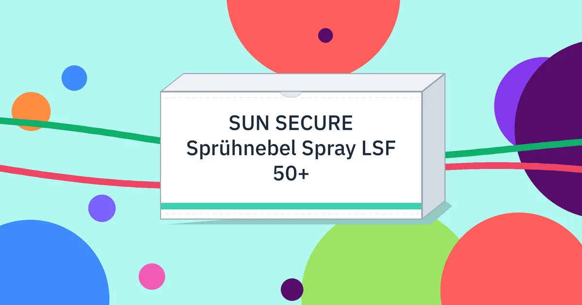 Symbolbild: Packung mit der Aufschrift SUN SECURE Sprühnebel Spray LSF 50+ (PZN 20788289) – Verfügbarkeit und Bezug in Apotheken in Frankfurt am Main