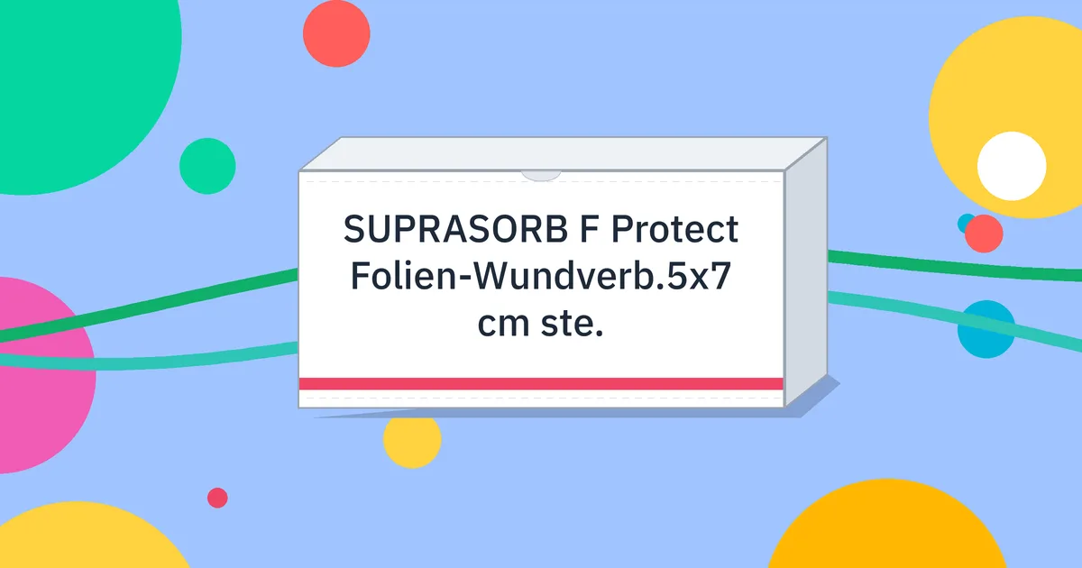 Symbolbild: Packung mit der Aufschrift SUPRASORB F Protect Folien-Wundverb.5x7 cm ste. (PZN 19768206) – Verfügbarkeit und Bezug in Apotheken in Frankfurt am Main