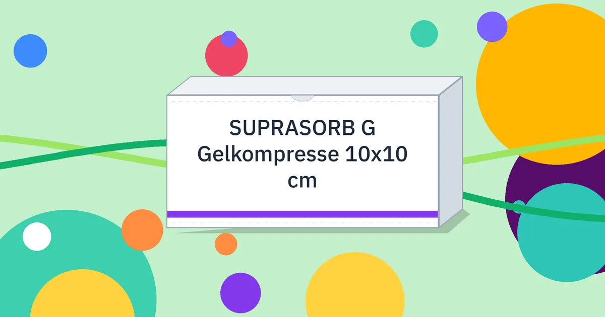 Symbolbild: Packung mit der Aufschrift SUPRASORB G Gelkompresse 10x10 cm (PZN 13345249) – Verfügbarkeit und Bezug in Apotheken in Frankfurt am Main