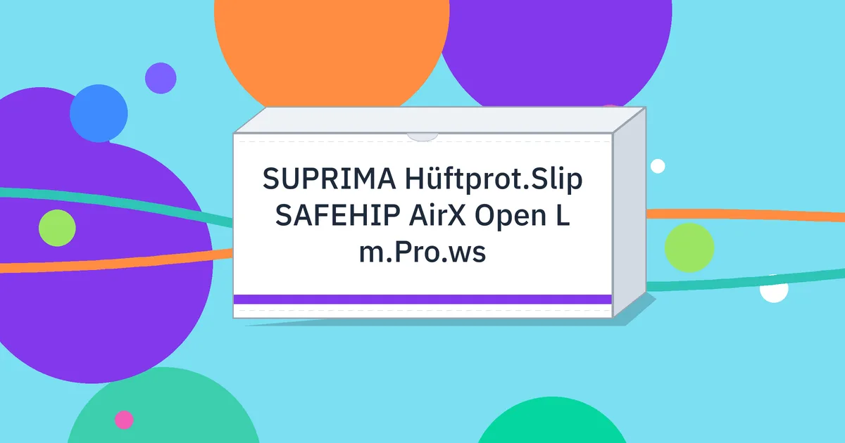 Symbolbild: Packung mit der Aufschrift SUPRIMA Hüftprot.Slip SAFEHIP AirX Open L m.Pro.ws (PZN 13818392) – Verfügbarkeit und Bezug in Apotheken in Frankfurt am Main