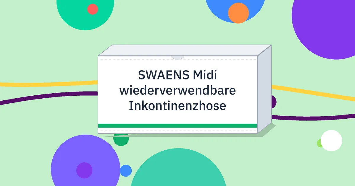 Symbolbild: Packung mit der Aufschrift SWAENS Midi wiederverwendbare Inkontinenzhose (PZN 11139681) – Verfügbarkeit und Bezug in Apotheken in Frankfurt am Main