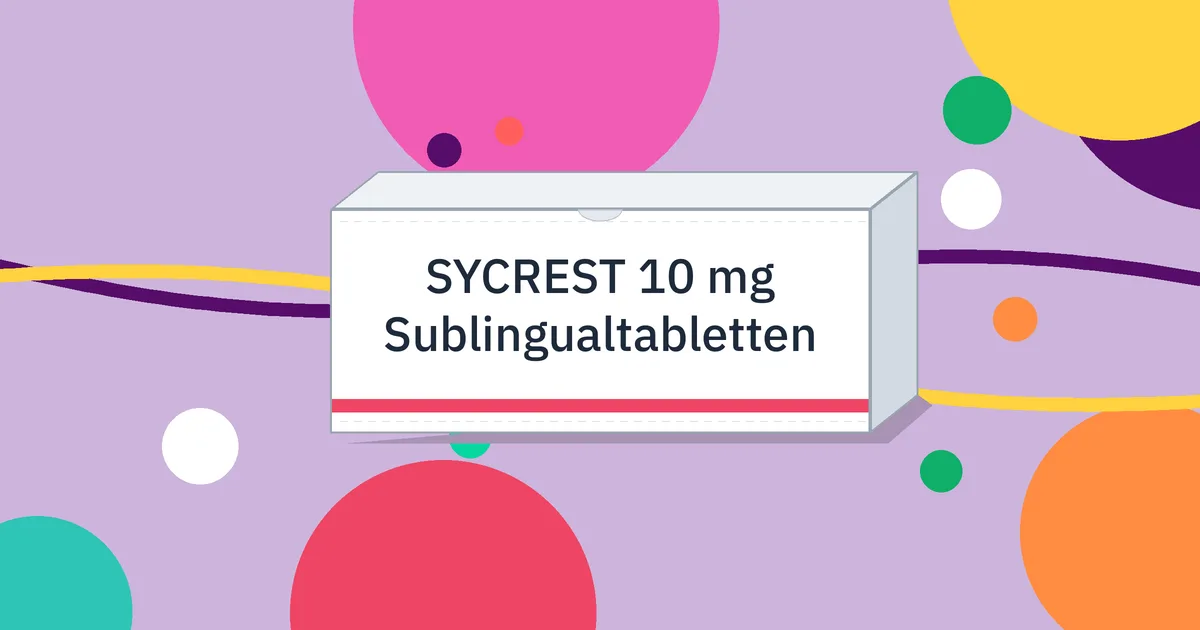 Symbolbild: Packung mit der Aufschrift SYCREST 10 mg Sublingualtabletten (PZN 11727136) – Verfügbarkeit und Bezug in Apotheken in Frankfurt am Main