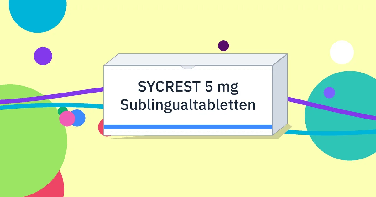 Symbolbild: Packung mit der Aufschrift SYCREST 5 mg Sublingualtabletten (PZN 11727113) – Verfügbarkeit und Bezug in Apotheken in Frankfurt am Main