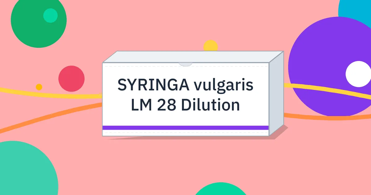 Symbolbild: Packung mit der Aufschrift SYRINGA vulgaris LM 28 Dilution (PZN 13685873) – Verfügbarkeit und Bezug in Apotheken in Frankfurt am Main
