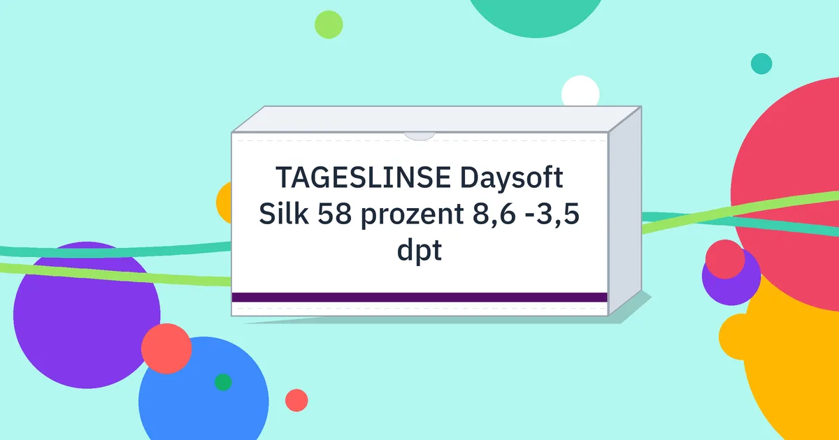 Symbolbild: Packung mit der Aufschrift TAGESLINSE Daysoft Silk 58 prozent 8,6 -3,5 dpt (PZN 00332334) – Verfügbarkeit und Bezug in Apotheken in Frankfurt am Main