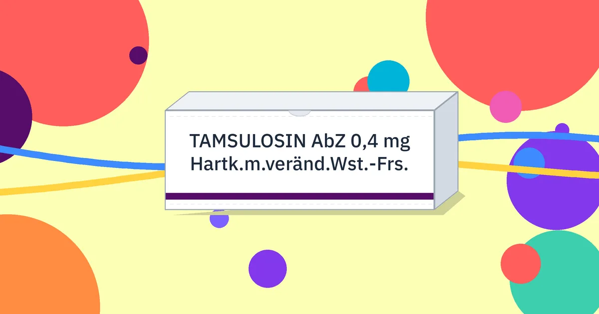 Symbolbild: Packung mit der Aufschrift TAMSULOSIN AbZ 0,4 mg Hartk.m.veränd.Wst.-Frs. (PZN 01804580) – Verfügbarkeit und Bezug in Apotheken in Frankfurt am Main
