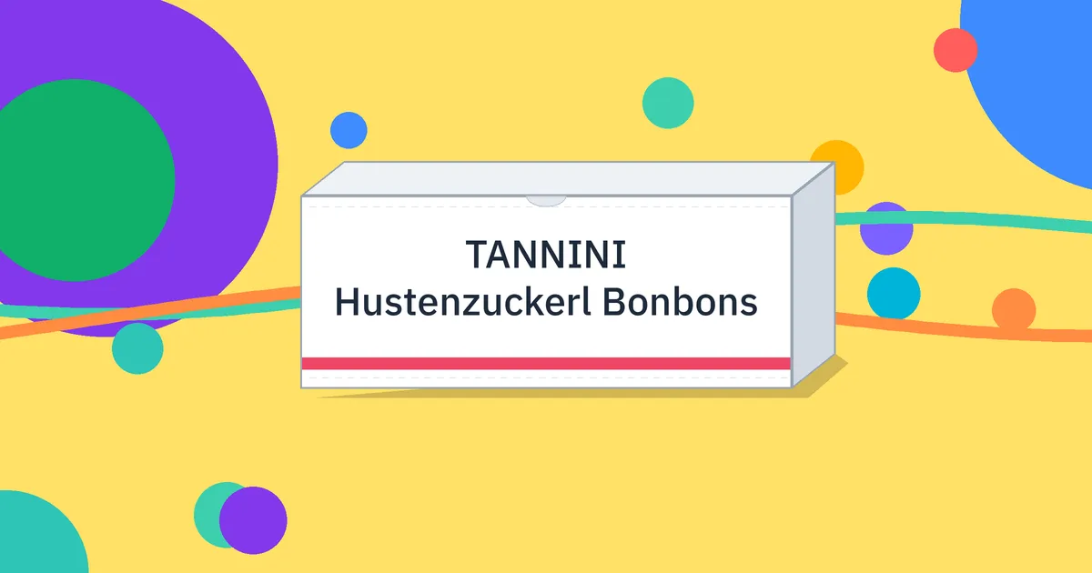 Symbolbild: Packung mit der Aufschrift TANNINI Hustenzuckerl Bonbons (PZN 19658676) – Verfügbarkeit und Bezug in Apotheken in Frankfurt am Main