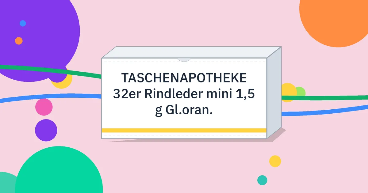 Symbolbild: Packung mit der Aufschrift TASCHENAPOTHEKE 32er Rindleder mini 1,5 g Gl.oran. (PZN 11035579) – Verfügbarkeit und Bezug in Apotheken in Frankfurt am Main