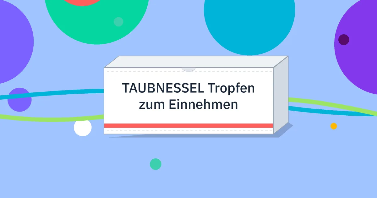Symbolbild: Packung mit der Aufschrift TAUBNESSEL Tropfen zum Einnehmen (PZN 11366069) – Verfügbarkeit und Bezug in Apotheken in Frankfurt am Main
