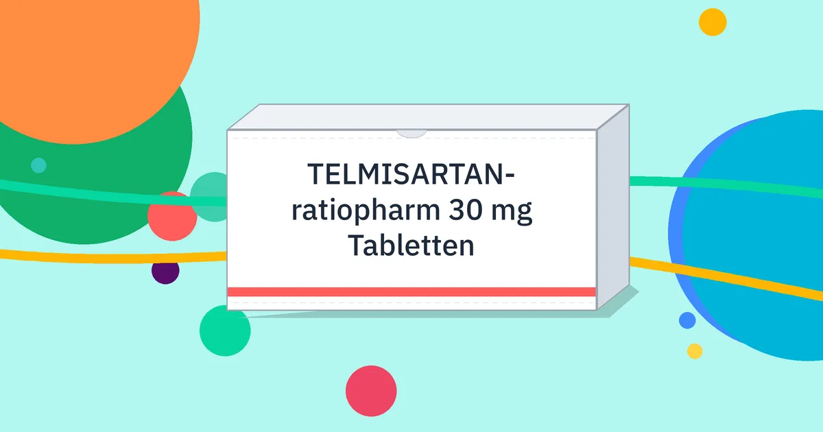 Symbolbild: Packung mit der Aufschrift TELMISARTAN-ratiopharm 30 mg Tabletten (PZN 02710786) – Verfügbarkeit und Bezug in Apotheken in Frankfurt am Main