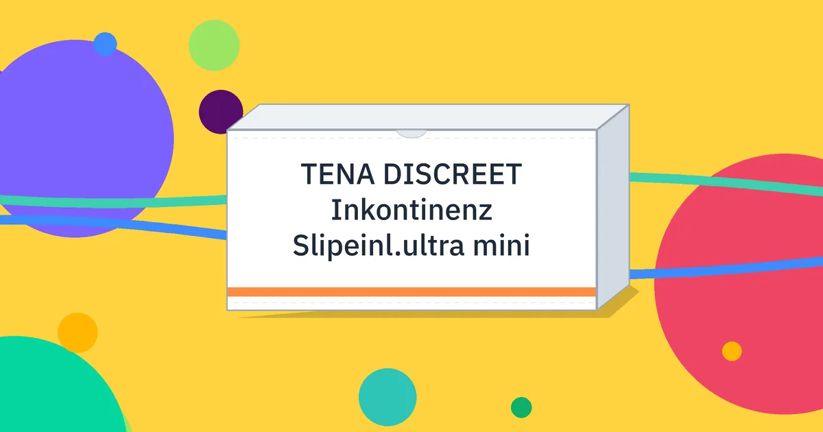 Symbolbild: Packung mit der Aufschrift TENA DISCREET Inkontinenz Slipeinl.ultra mini (PZN 13857179) – Verfügbarkeit und Bezug in Apotheken in Frankfurt am Main