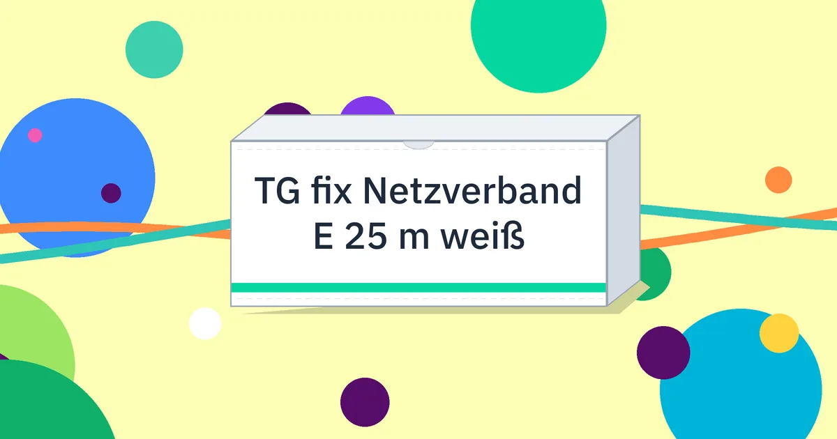 Symbolbild: Packung mit der Aufschrift TG fix Netzverband E 25 m weiß (PZN 00537378) – Verfügbarkeit und Bezug in Apotheken in Frankfurt am Main