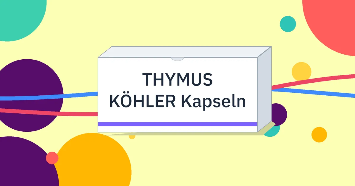 Symbolbild: Packung mit der Aufschrift THYMUS KÖHLER Kapseln (PZN 09321504) – Verfügbarkeit und Bezug in Apotheken in Frankfurt am Main