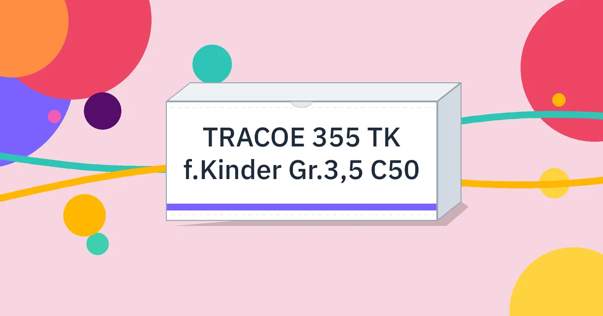 Symbolbild: Packung mit der Aufschrift TRACOE 355 TK f.Kinder Gr.3,5 C50 (PZN 11644060) – Verfügbarkeit und Bezug in Apotheken in Frankfurt am Main