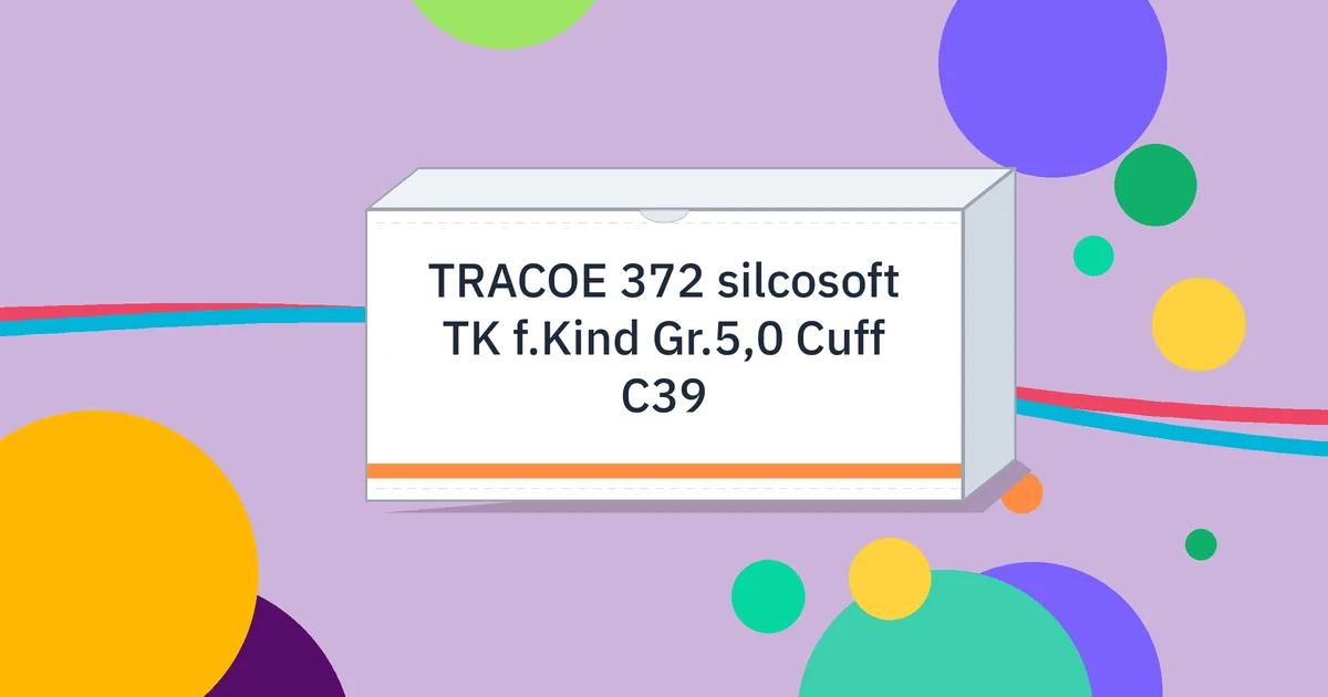 Symbolbild: Packung mit der Aufschrift TRACOE 372 silcosoft TK f.Kind Gr.5,0 Cuff C39 (PZN 14316505) – Verfügbarkeit und Bezug in Apotheken in Frankfurt am Main