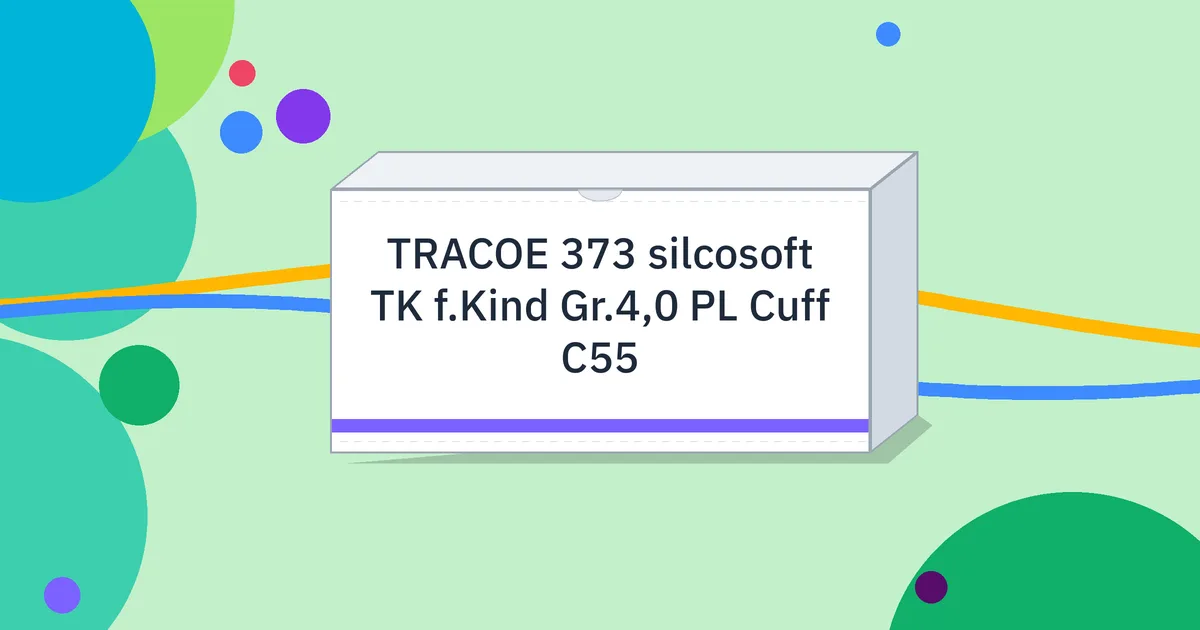 Symbolbild: Packung mit der Aufschrift TRACOE 373 silcosoft TK f.Kind Gr.4,0 PL Cuff C55 (PZN 14317278) – Verfügbarkeit und Bezug in Apotheken in Frankfurt am Main