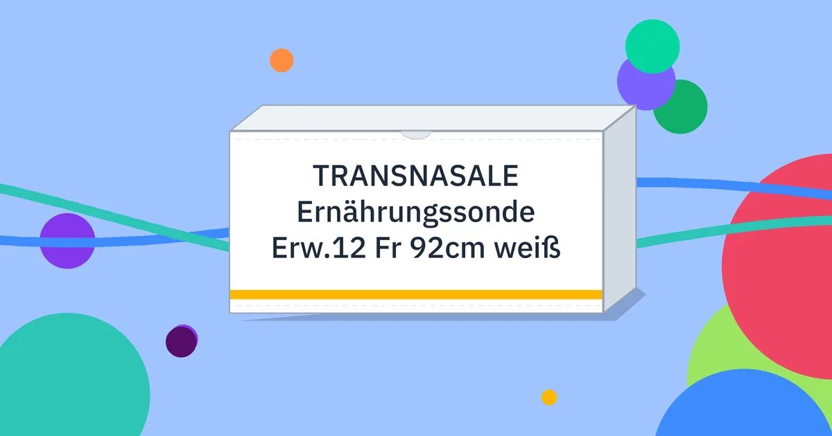 Symbolbild: Packung mit der Aufschrift TRANSNASALE Ernährungssonde Erw.12 Fr 92cm weiß (PZN 19996947) – Verfügbarkeit und Bezug in Apotheken in Frankfurt am Main