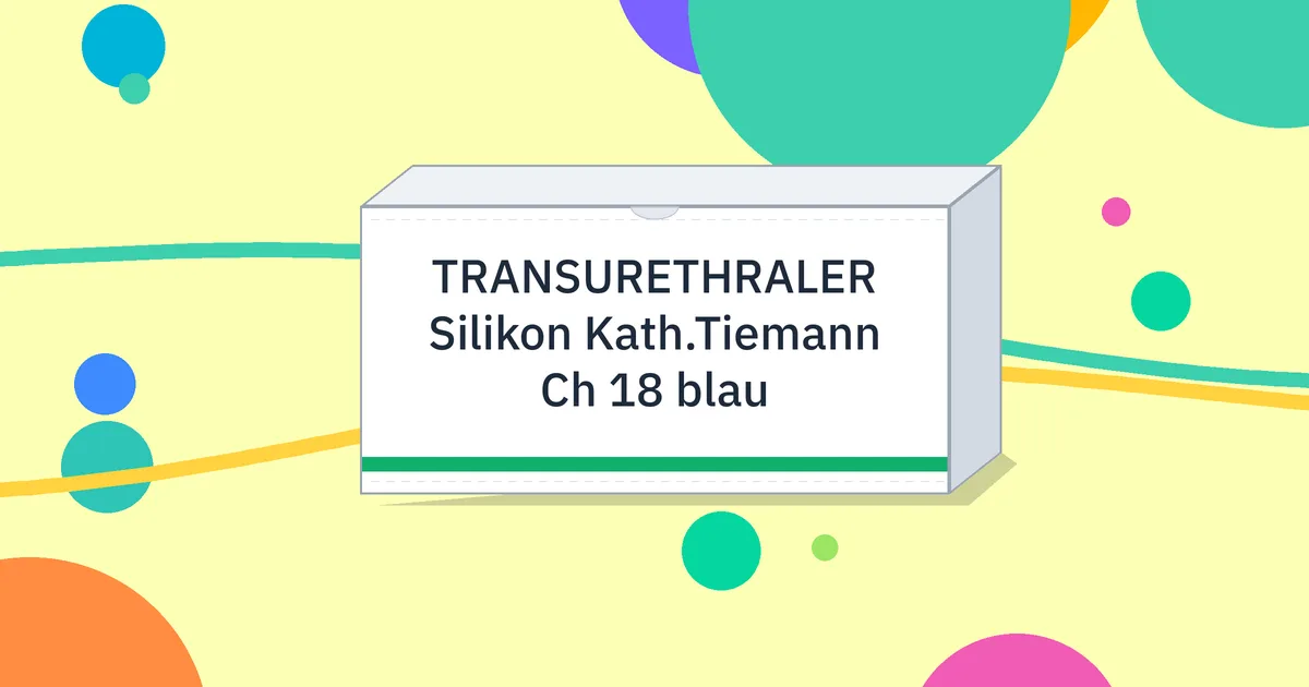 Symbolbild: Packung mit der Aufschrift TRANSURETHRALER Silikon Kath.Tiemann Ch 18 blau (PZN 13163821) – Verfügbarkeit und Bezug in Apotheken in Frankfurt am Main