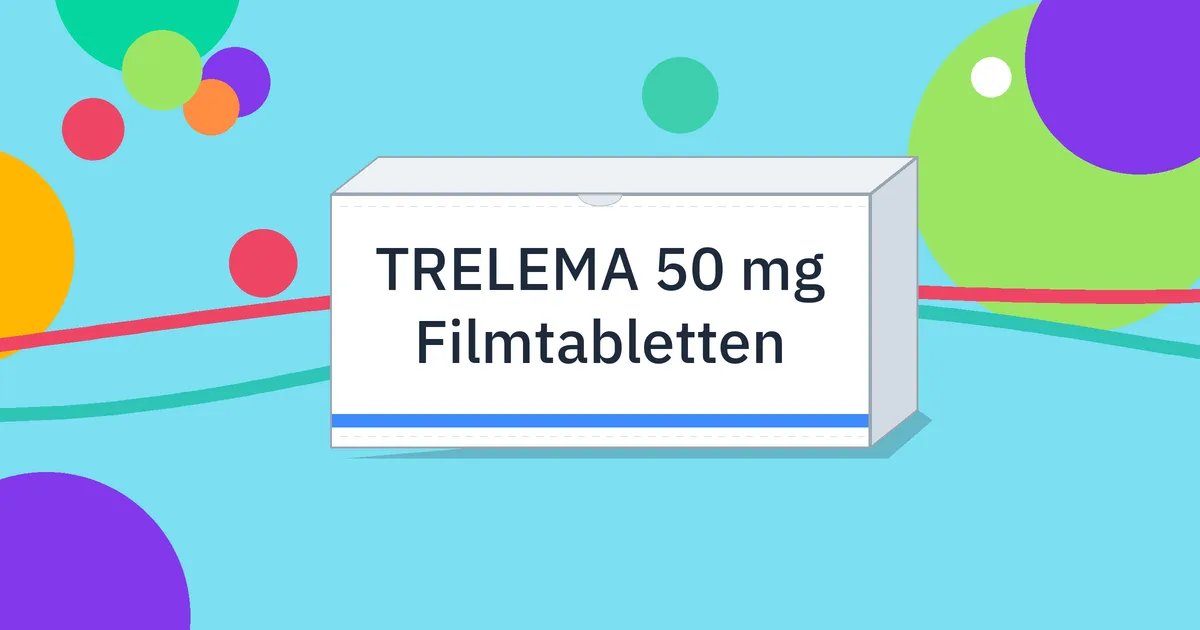 Symbolbild: Packung mit der Aufschrift TRELEMA 50 mg Filmtabletten (PZN 19835871) – Verfügbarkeit und Bezug in Apotheken in Frankfurt am Main